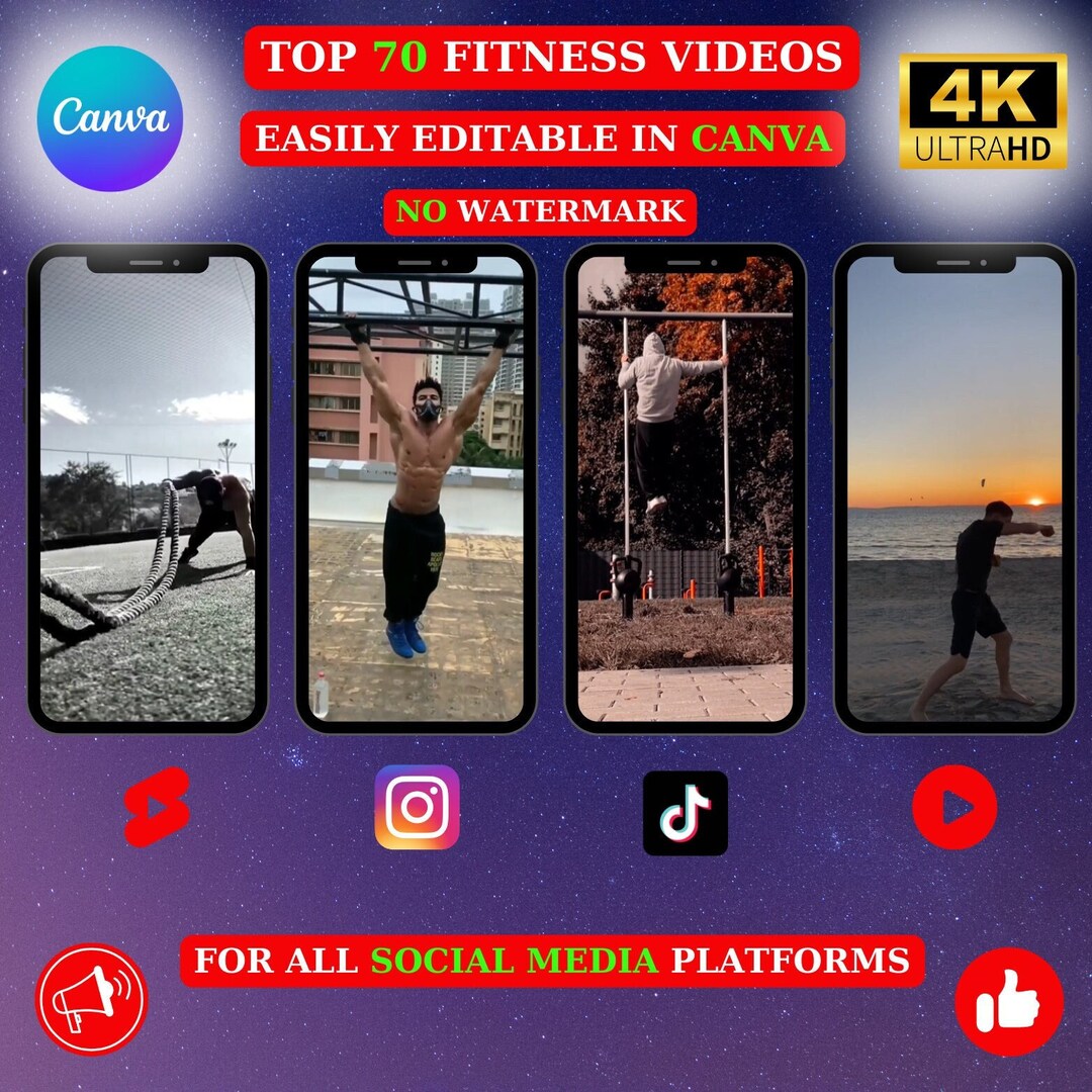 Top 70 Fitness Video Canva Editable.instagram Youtube |shorts|tiktok ...