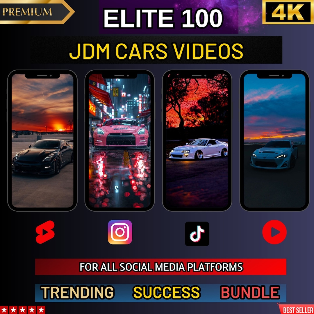 Elite 100 JDM Cars Videos | Social Media Content (digital Download) - Etsy