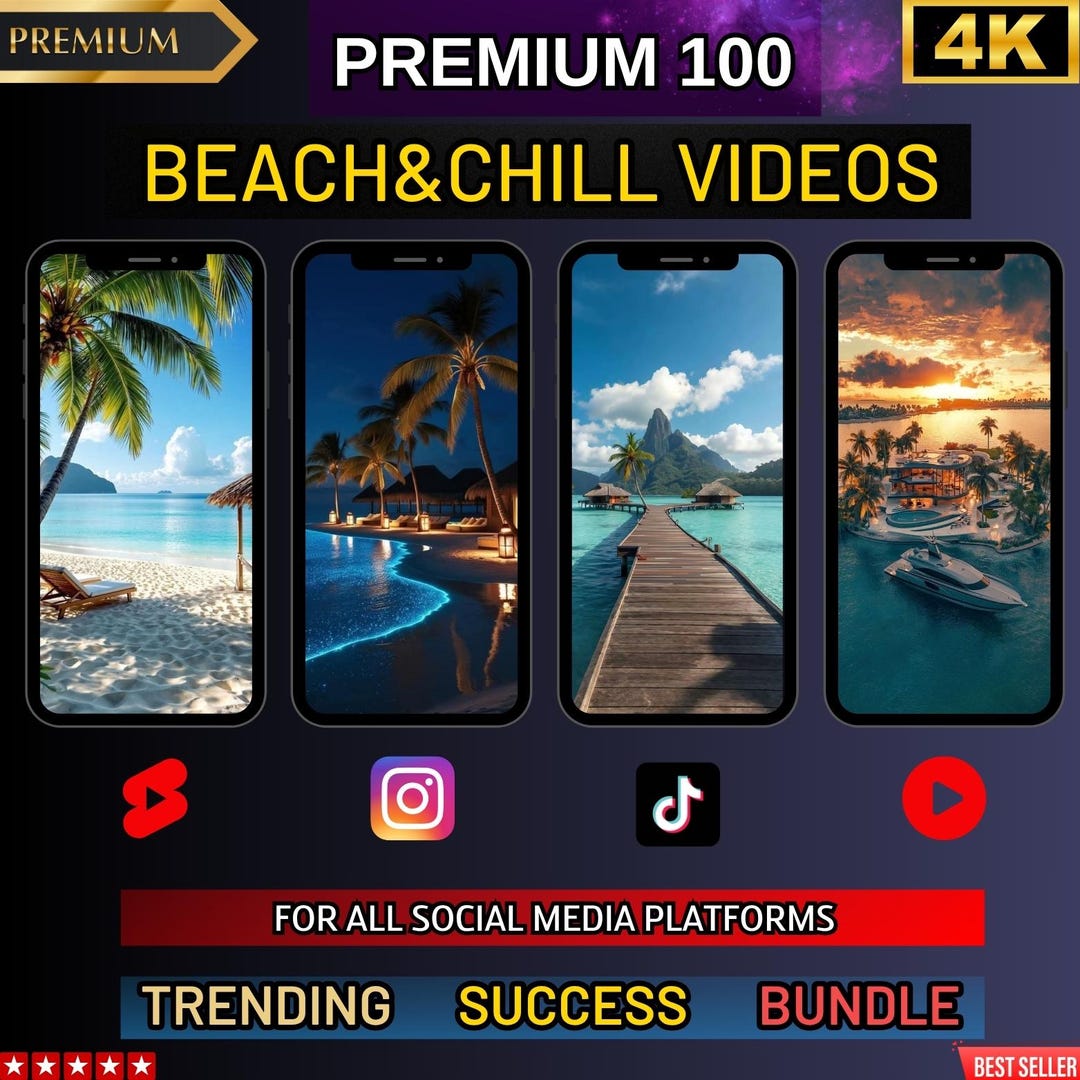Beach & Chill 4K Videos | Social Media Reels, Shorts (digital Download) - Etsy