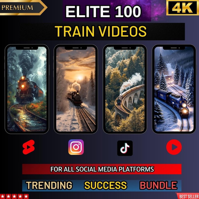 Elite Train Videos | 4K Scenic Railway, Social Media (digital Download ...