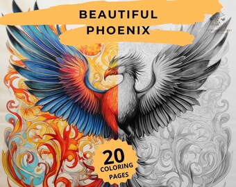 Phoenix Printable Adult Coloring Page From Favoreads - Etsy Canada
