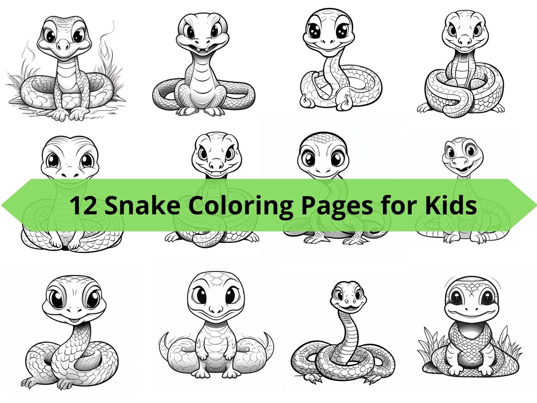 12 Snake Animal Coloring Book, Safari Animal Printable Coloring Pages ...