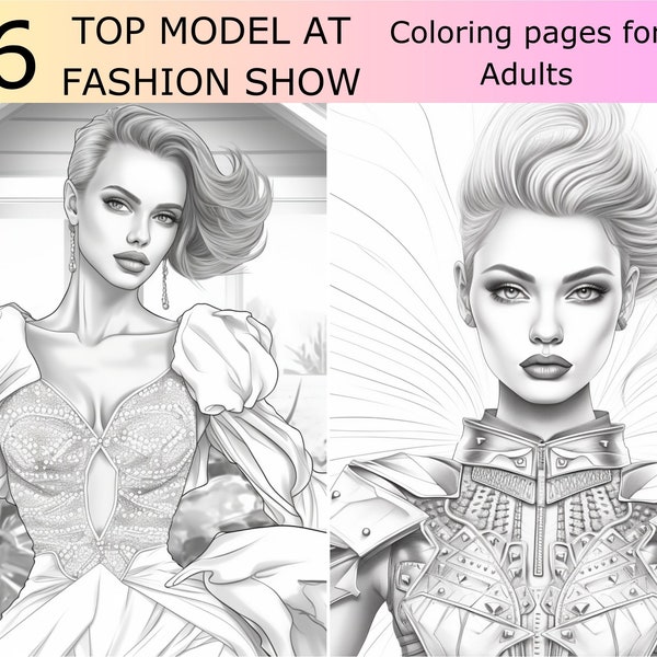 Fashion Model Coloring Page - Etsy