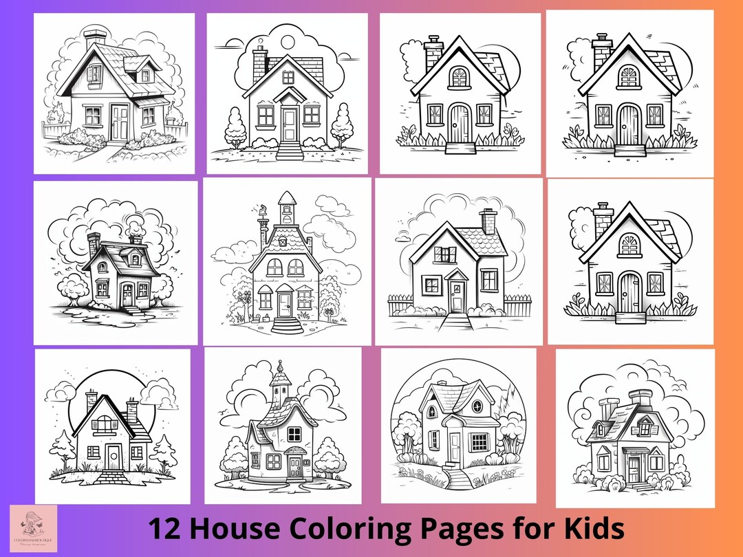 12 Houses Coloring Book, Houses Printable Kids Coloring Pages ...