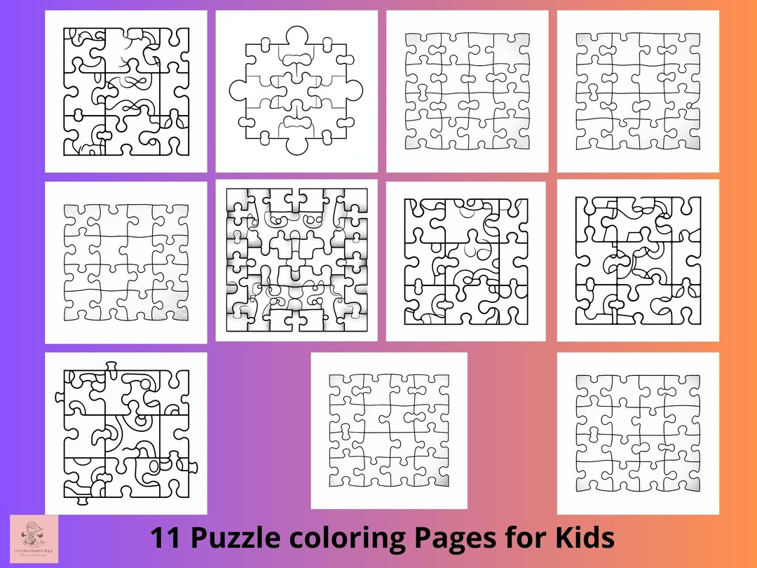 Buy 12 Puzzle Coloring Book, Puzzle Printable Kids Coloring Pages ...