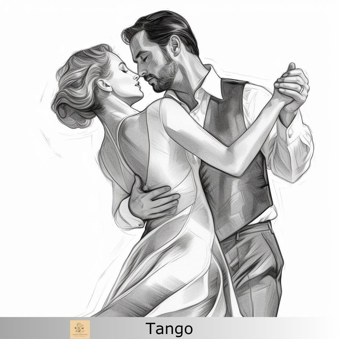 1 página para colorear imprimible de tango en escala de grises, página ...