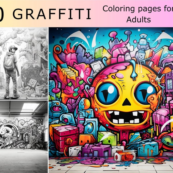 Graffiti Adult Coloring Pages - Etsy