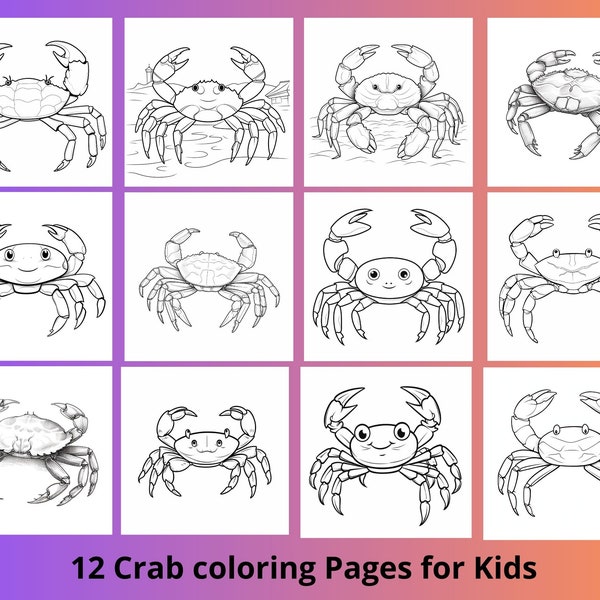 Crabs Coloring Pages - Etsy