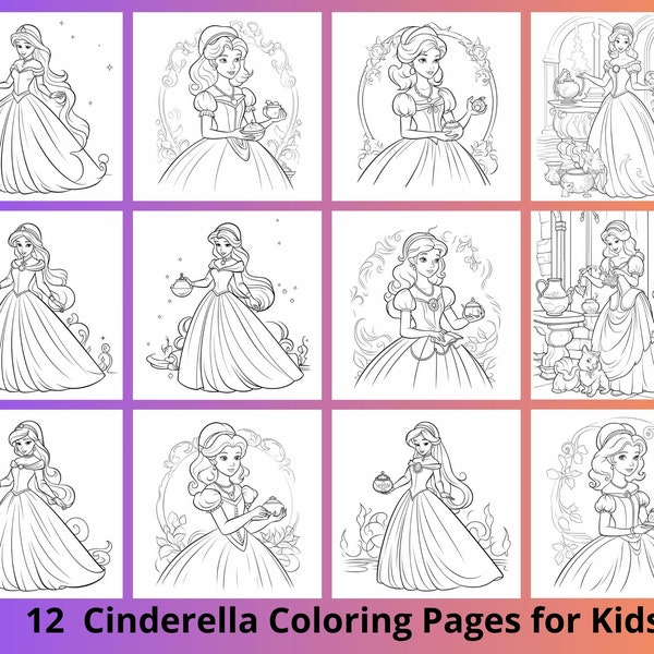 Cinderella Coloring Books - Etsy