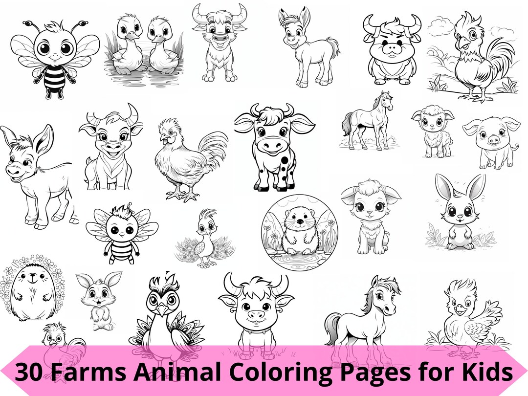 30 Farm Animal Coloring Book, Livestock Printable Kids Coloring Pages ...