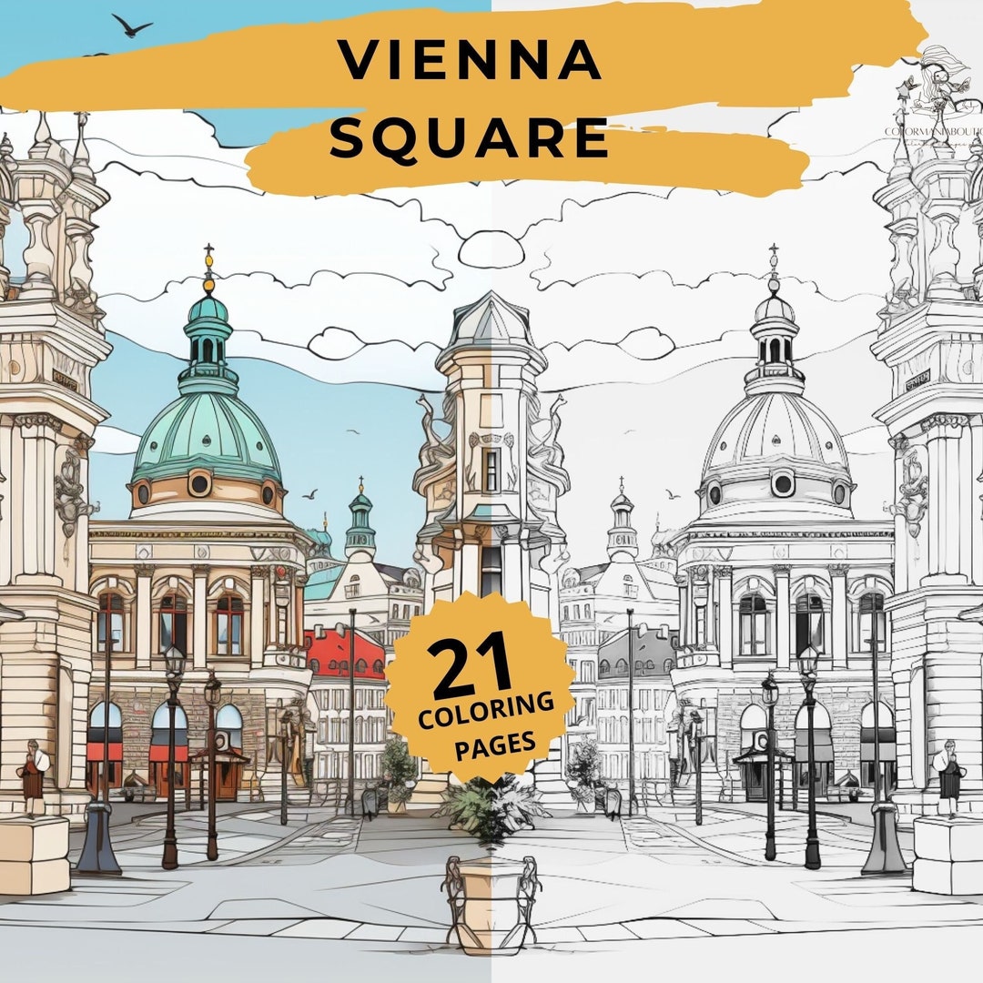 21 Greyscale Adult Coloring Book, VIENNA SQUARE Sheets, Printable Adult ...