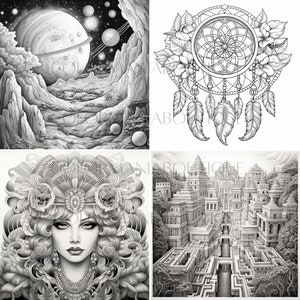 37 Grayscale Abstract Coloring Book for Adults - Etsy