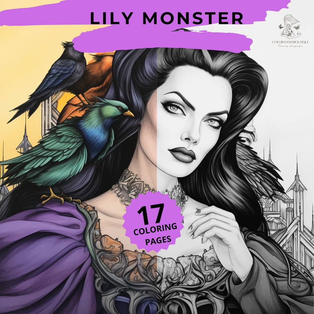 17 LILY MONSTER Coloring Page Grayscale Artwork - Etsy