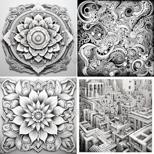 37 Grayscale Abstract Coloring Book for Adults - Etsy