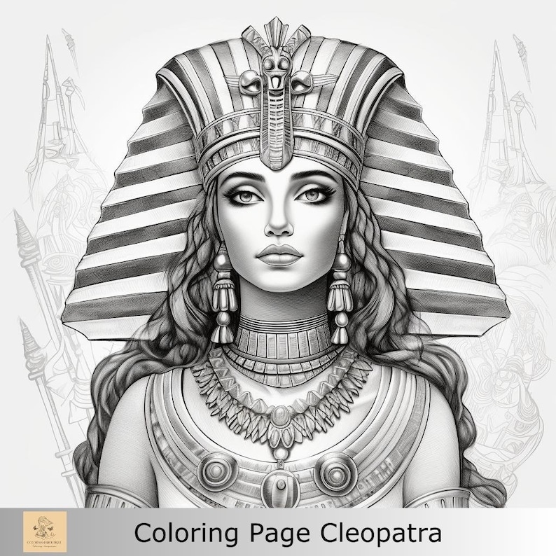 1 Greyscale Cleopatra Egypt Printable Coloring Page Printable - Etsy