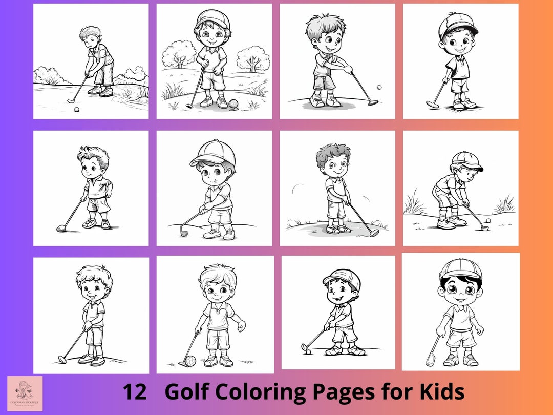 12 Golf Coloring Book, Golf Illustrations Printable Kids Coloring Pages ...