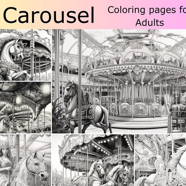Carousel Coloring Pages - Etsy