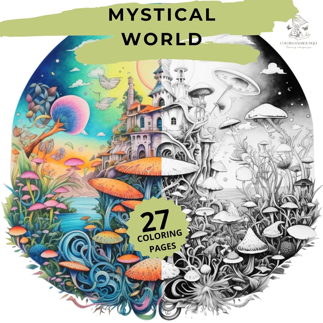 27 Greyscale Mystical World, Printable Coloring Book, Printable Adult ...