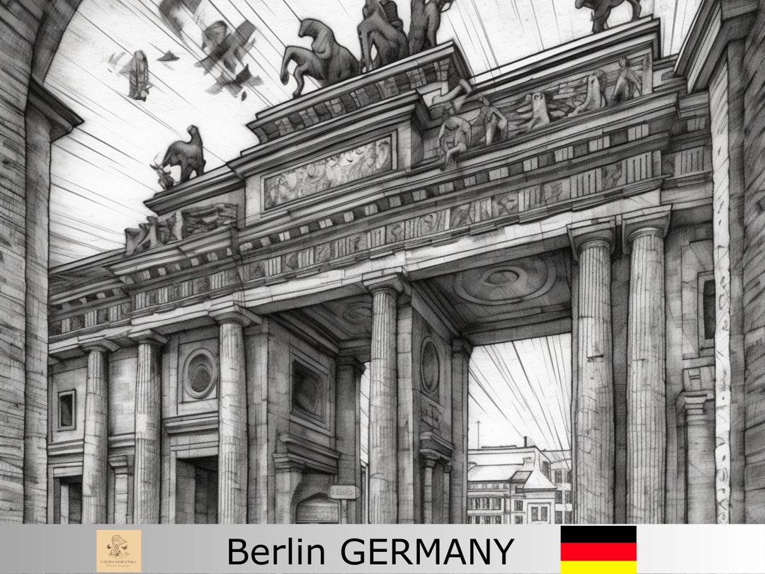 1 Greyscale Berlin GERMANY Printable Coloring Page, Printable Adult ...