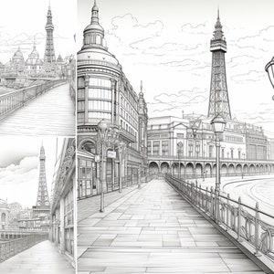 29 Greyscale Adult Coloring Book, Blackpool Tower Sheets,printable ...