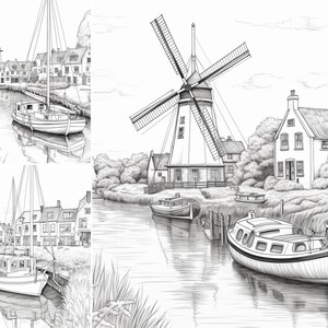 21 Greyscale Adult Coloring Book, Norfolk Broads Sheets, Printable ...