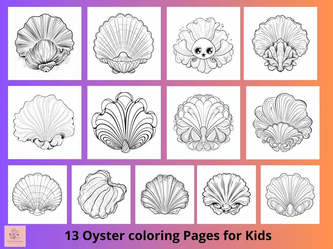 13 Oysters Printable Coloring Sheet for Kids, Sea Animals Printable ...