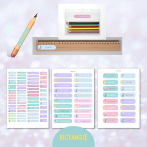 Mermaid Student Book Labels, Pastel Pink Name Labels for School ...