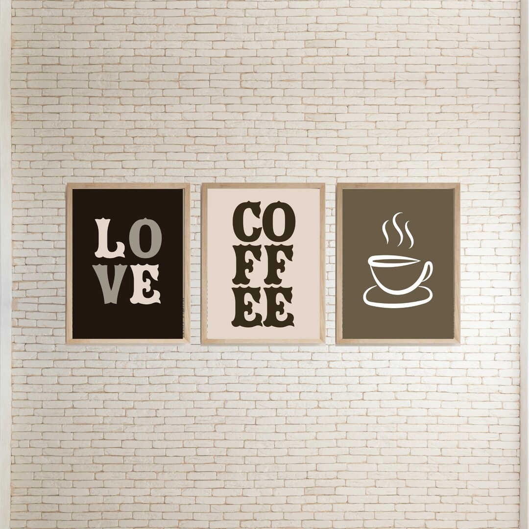 Coffee Wall Art Set of 3 | Café Prints for Kitchen & Coffee Bar ...