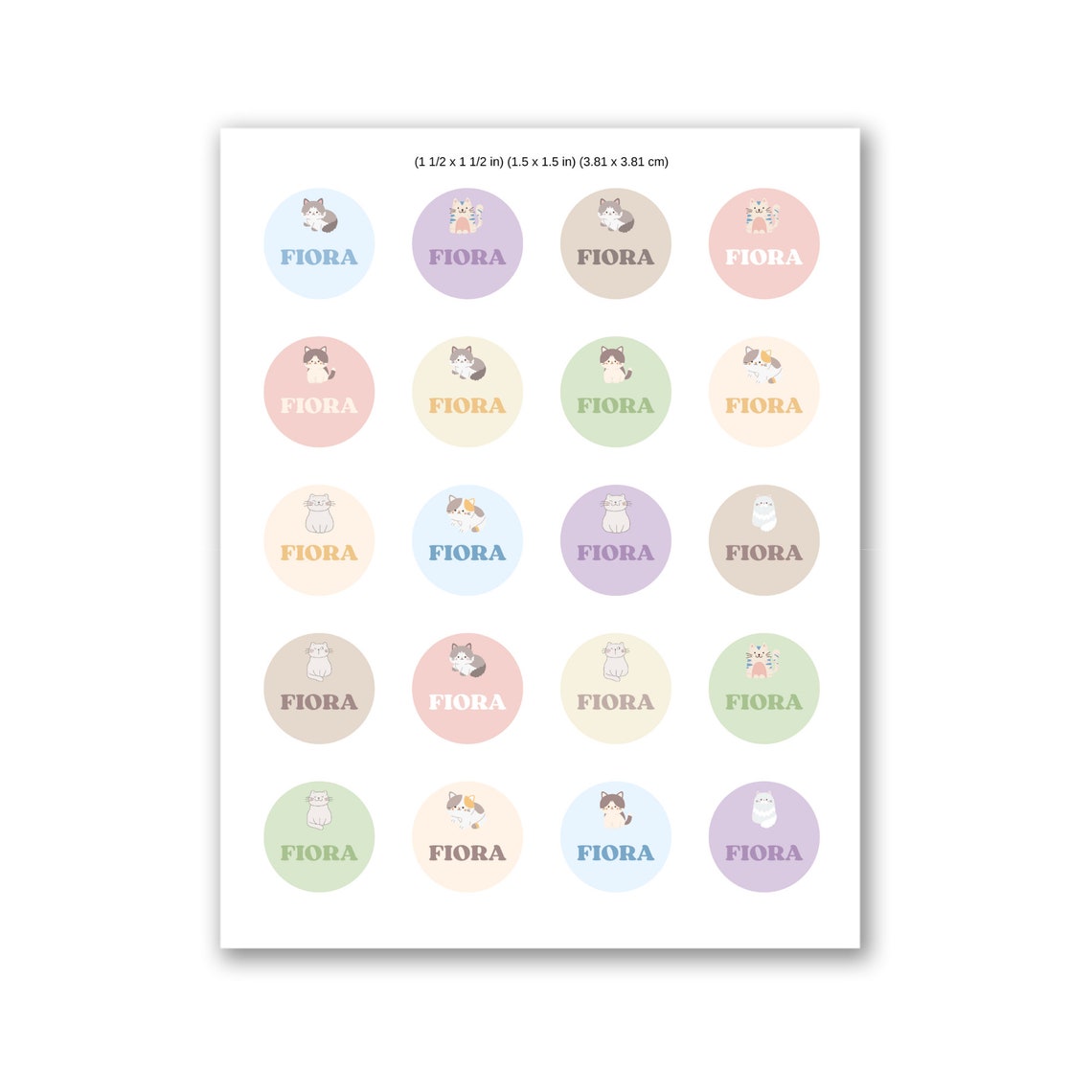 Cute Cat Label Sticker School Supply, Name Sticker, Name Tag. Avery ...