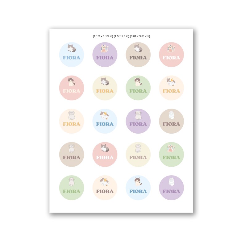 Cute Cat Label Sticker School Supply, Name Sticker, Name Tag. Avery ...