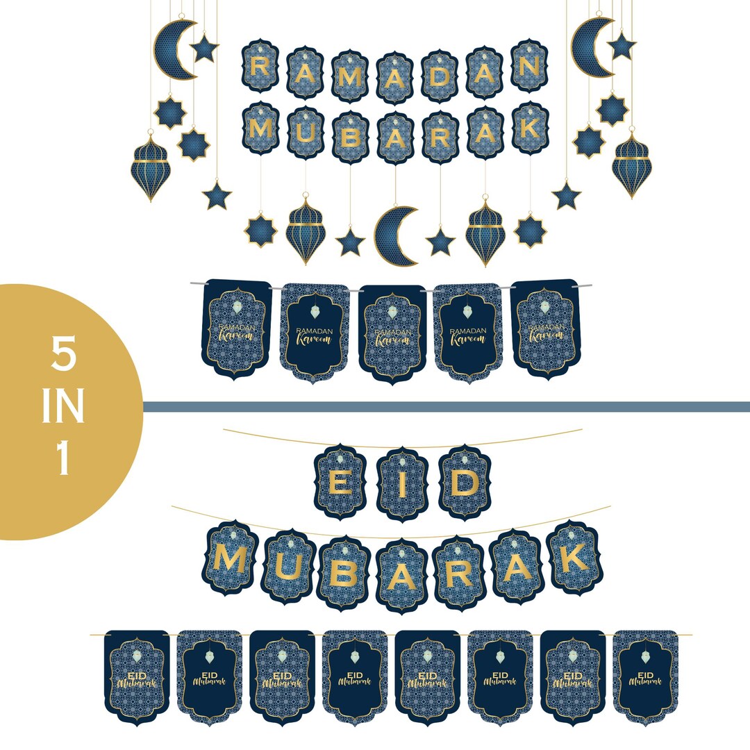 Ramadan Eid Mubarak Decor Bunting, Garland, Flag Banner Decoration ...