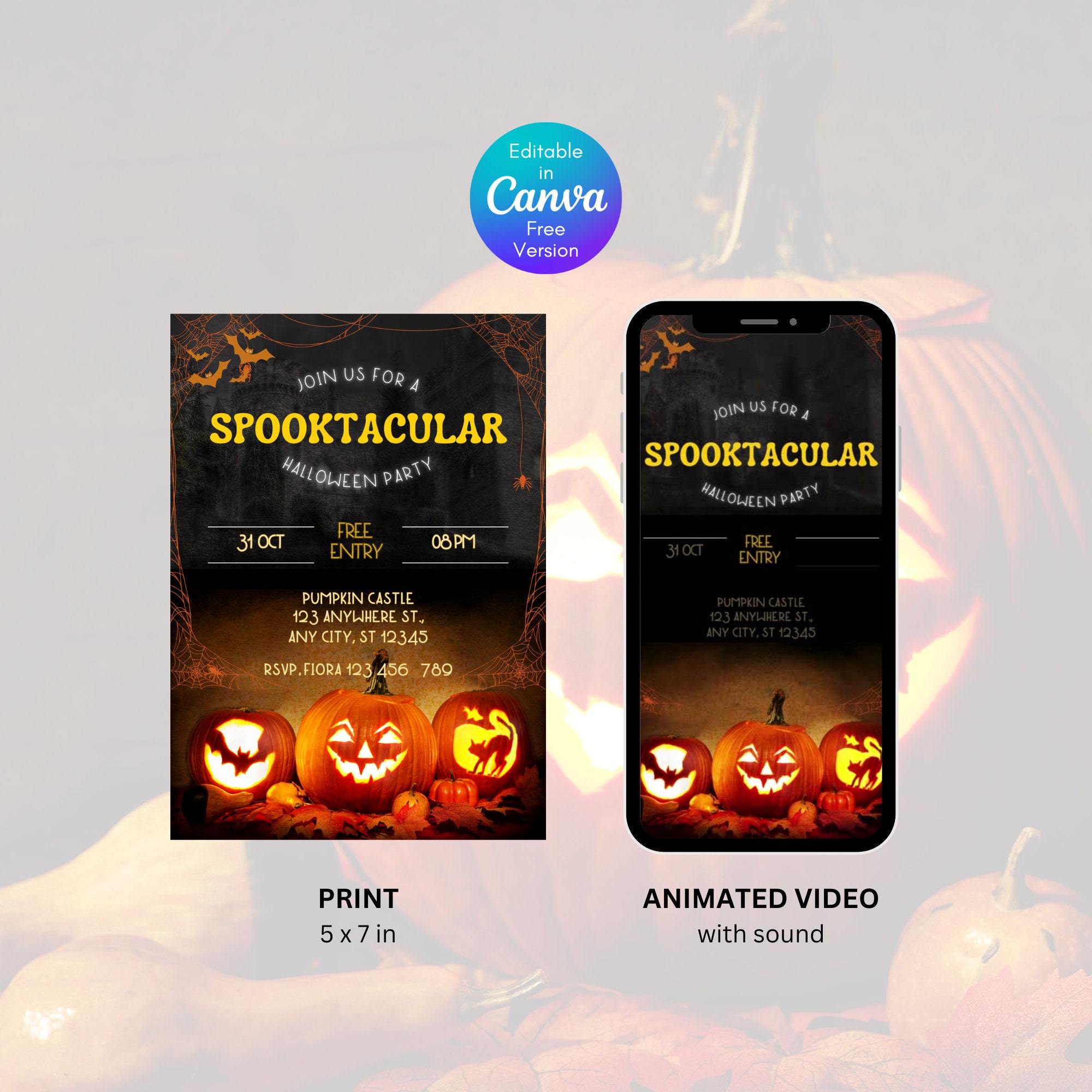 Spooktacular Halloween Bash Invitation - Customizable & Printable! - Etsy