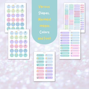 Mermaid Student Book Labels, Pastel Pink Name Labels for School ...