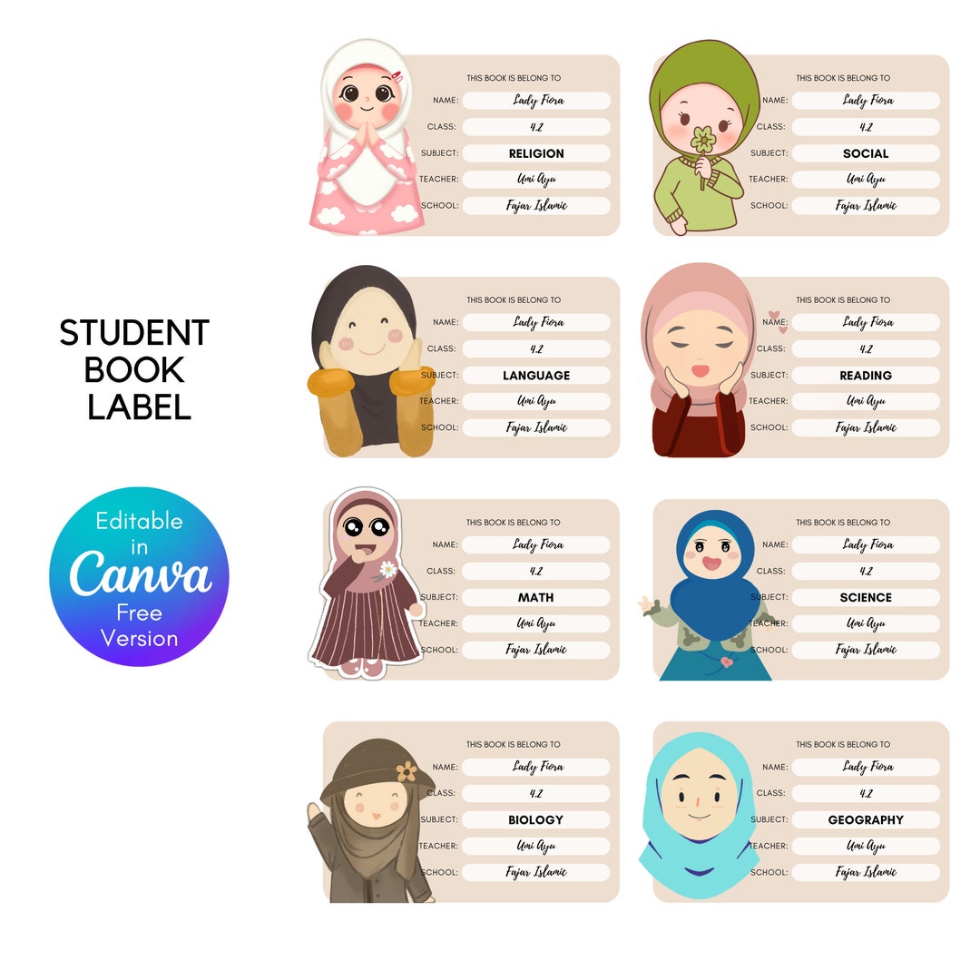 Student Book Label Sticker. Islamic Kids Series. School Supplies ...
