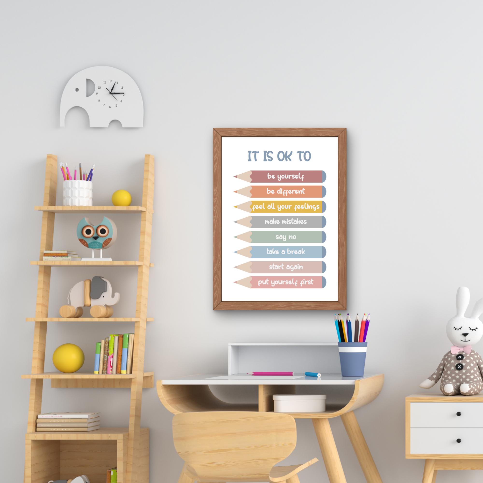 It's Okay to Not Be Okay Poster: Kids Motivational Art (digital ...