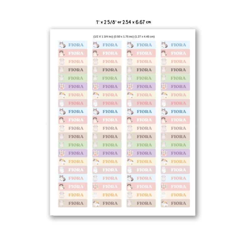 Cute Cat Label Sticker School Supply, Name Sticker, Name Tag. Avery ...