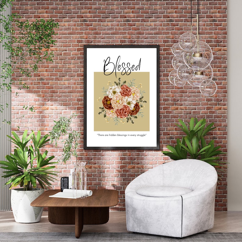 Thankful Grateful Blessed - Floral Wall Art Set | Printable ...