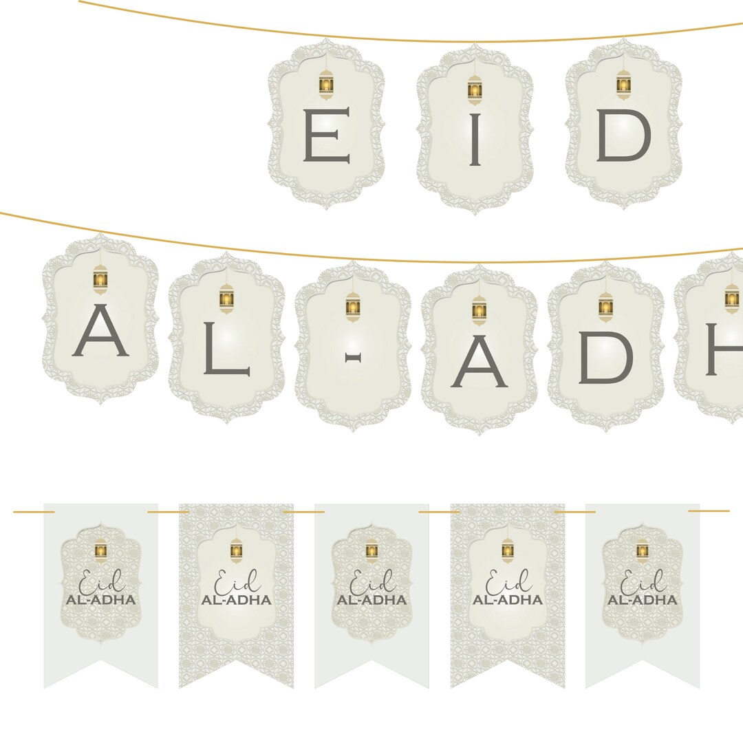 Eid Al Adha Flag Banner, Eid Mubarak and Ramadan Decor Bunting, Garland ...