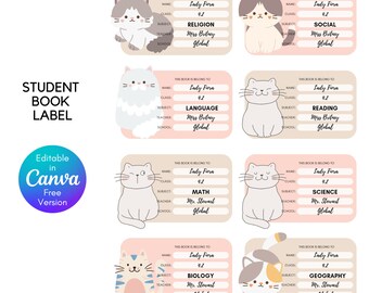 Mermaid Student Book Labels, Pastel Pink Name Labels for School ...