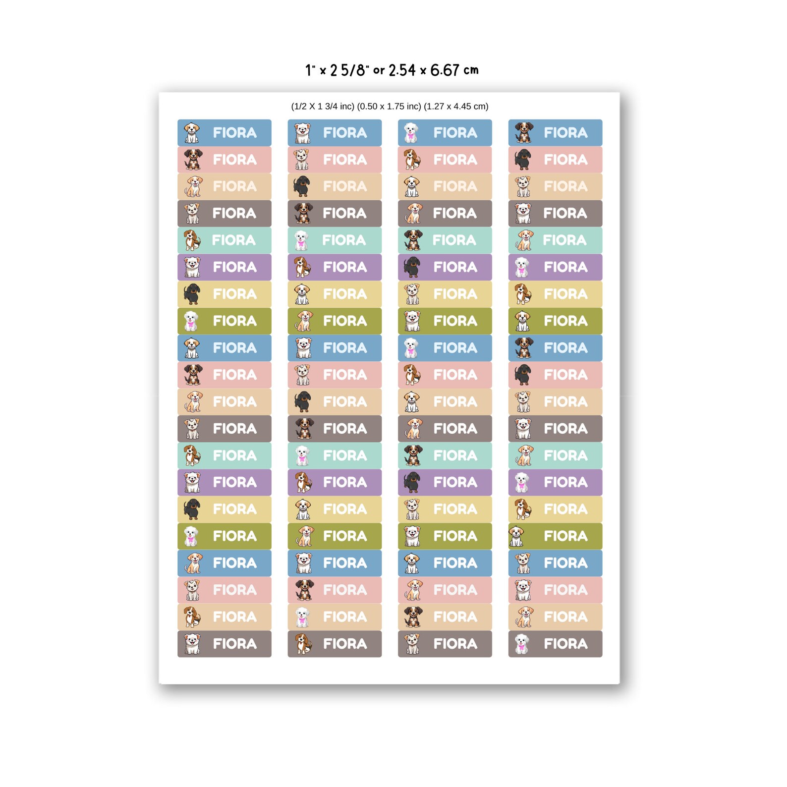 Cute Dog Name Label Sticker School Supply, Name Sticker, Name Tag ...