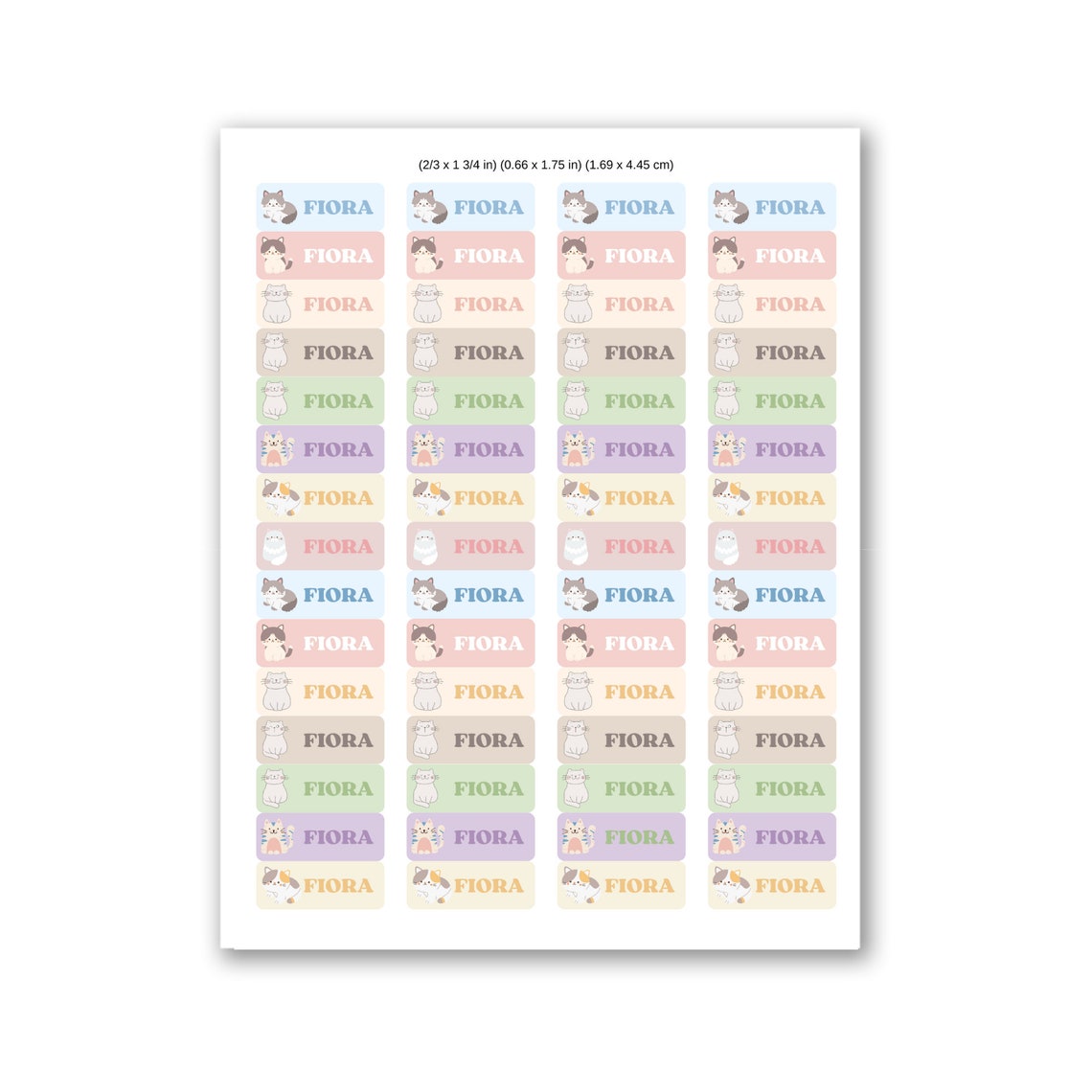 Cute Cat Label Sticker School Supply, Name Sticker, Name Tag. Avery ...