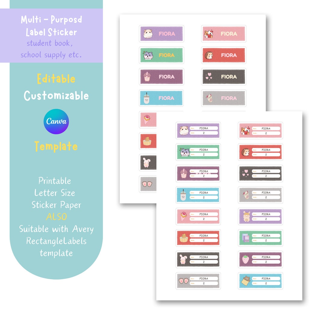 Kawaii Cute Label Sticker School Supply, Name Sticker, Name Tag. Avery ...