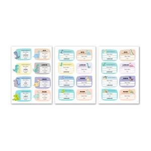 Dinosaurs Student Book Label, Pastel Pink School Supply Labels, Name ...
