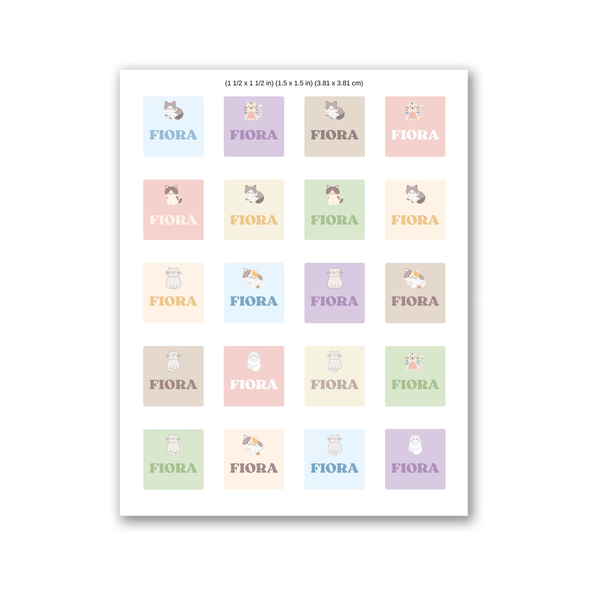 Cute Cat Label Sticker School Supply, Name Sticker, Name Tag. Avery ...