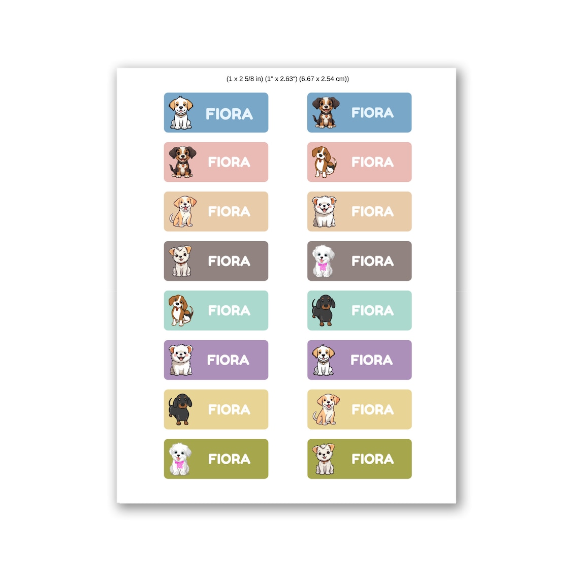 Cute Dog Name Label Sticker School Supply, Name Sticker, Name Tag ...