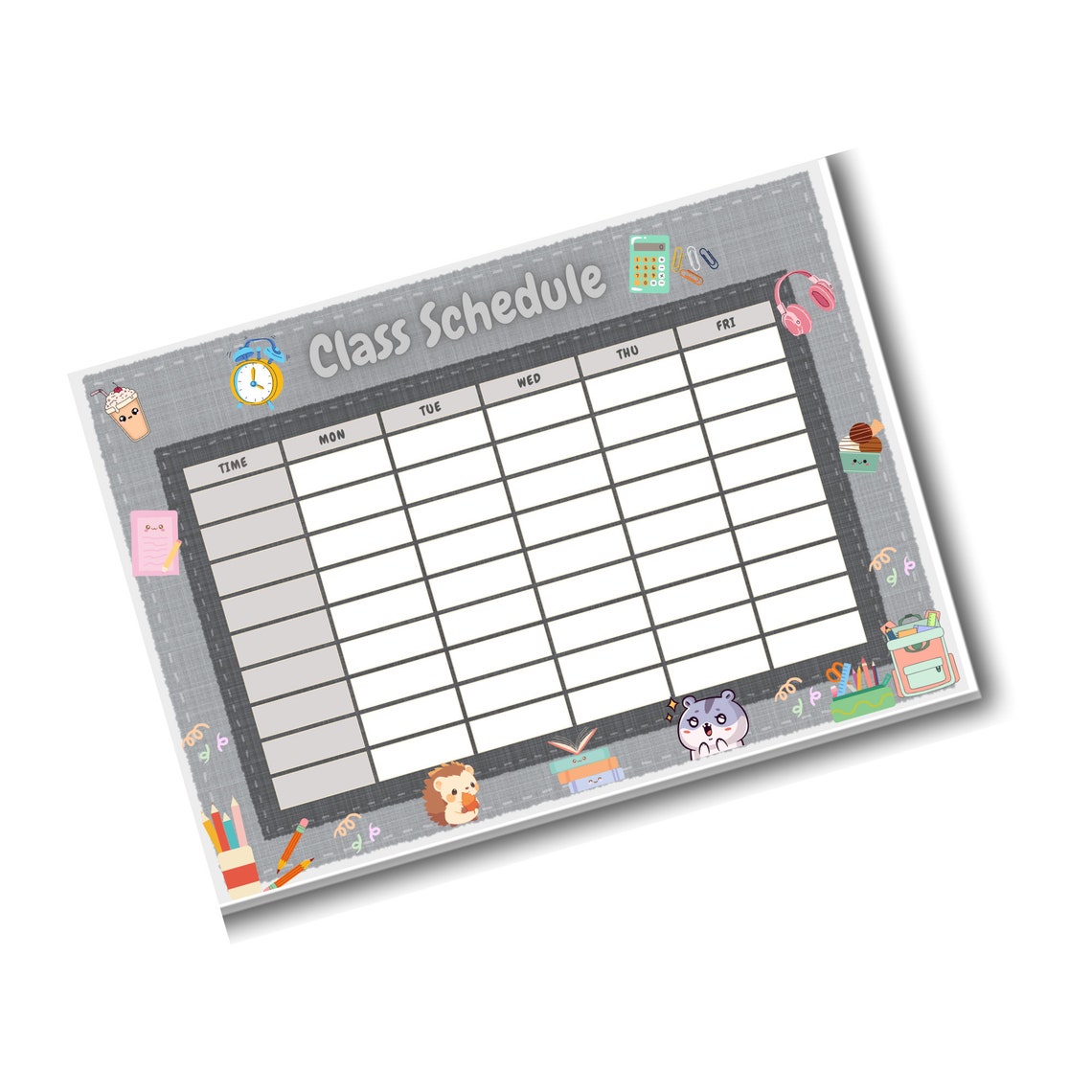 Kawaii Cute Class Schedule, School Timetable. Printable 7 Colors With ...