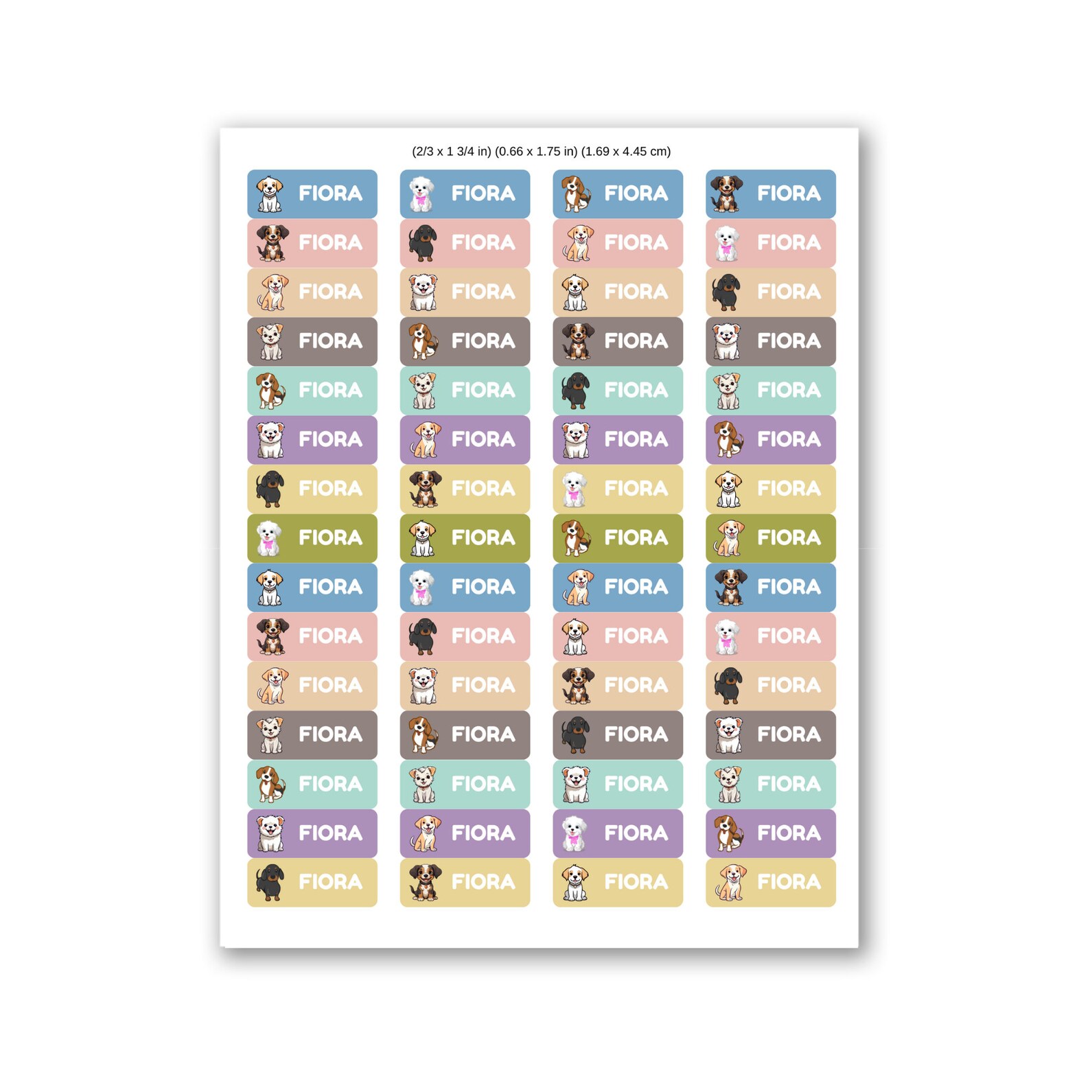 Cute Dog Name Label Sticker School Supply, Name Sticker, Name Tag ...