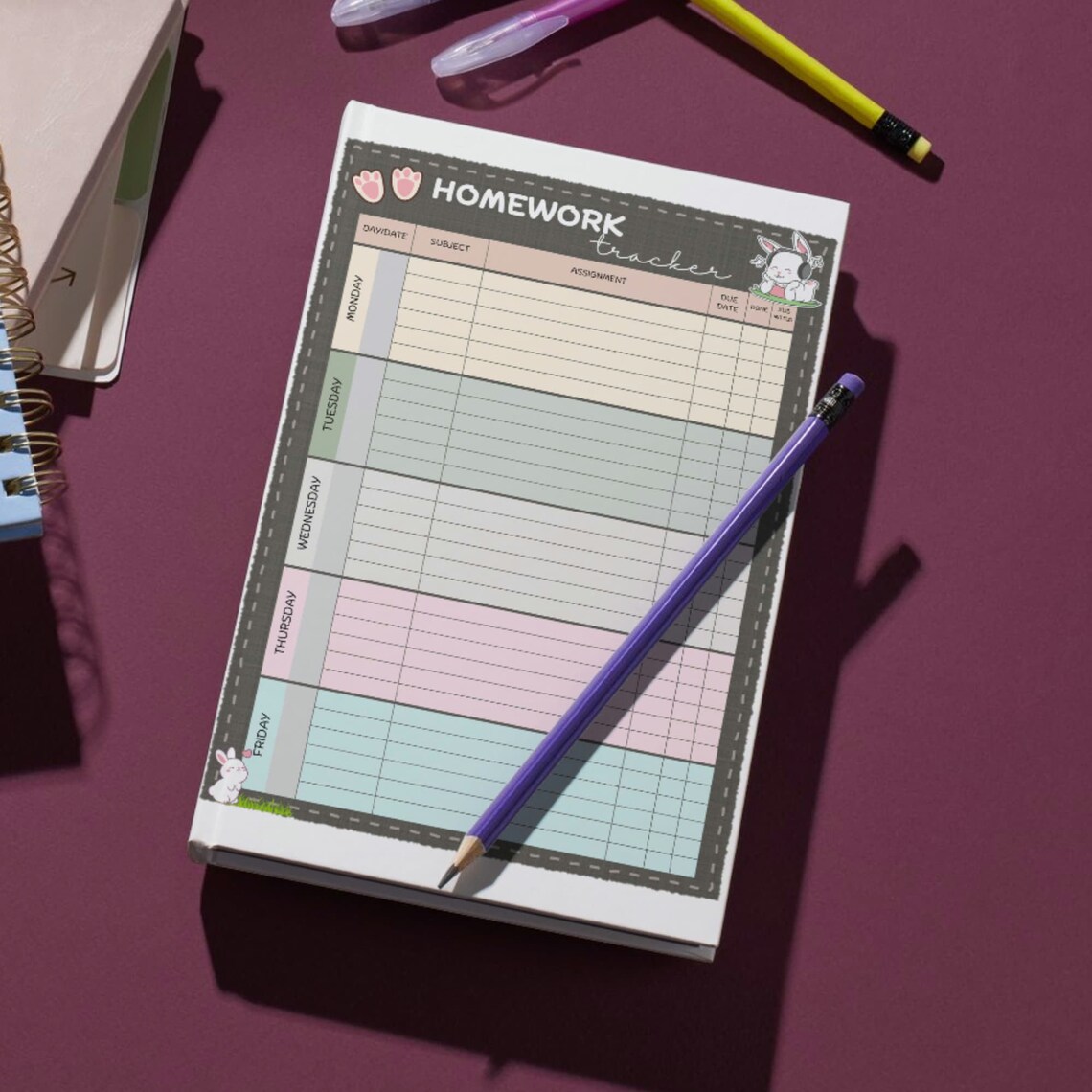 Homework Planner and Tracker. Kawaii Student Planner. - Etsy