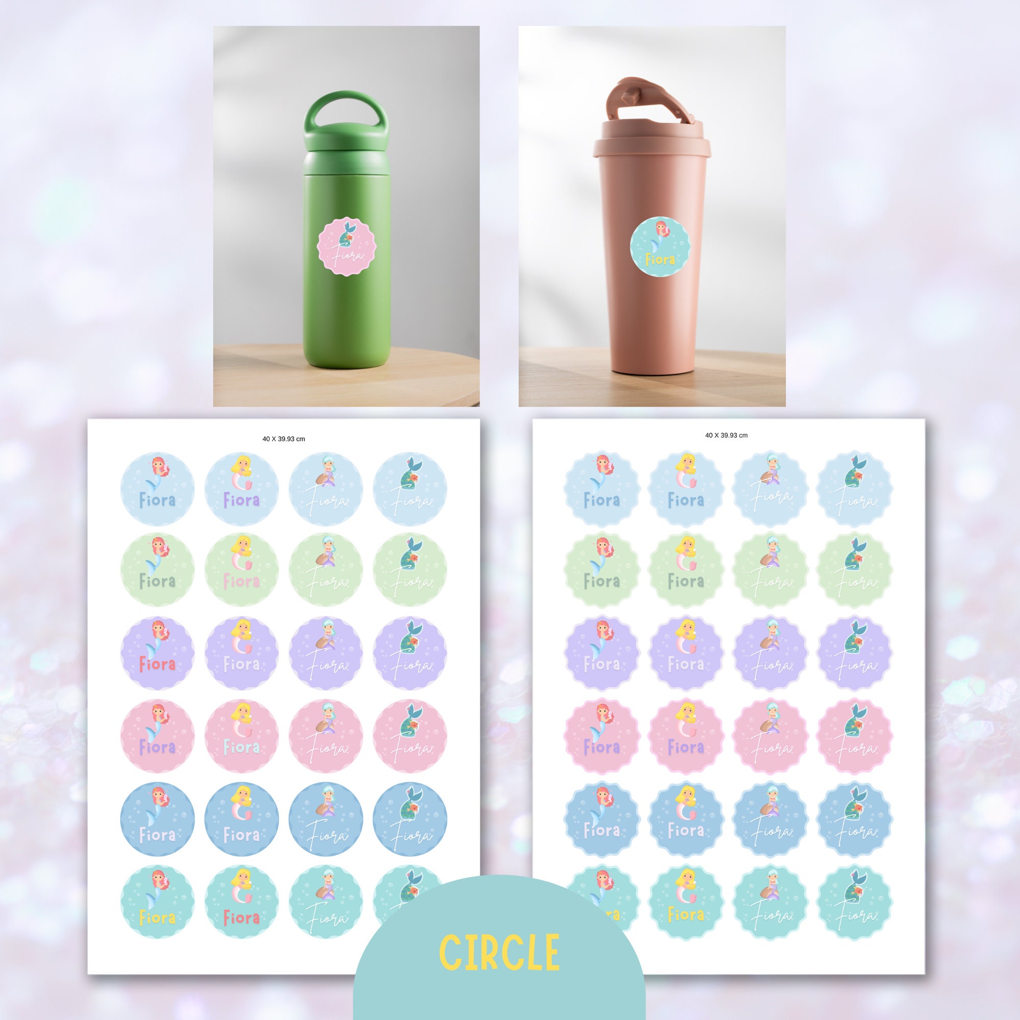 Mermaid Student Book Labels, Pastel Pink Name Labels for School ...