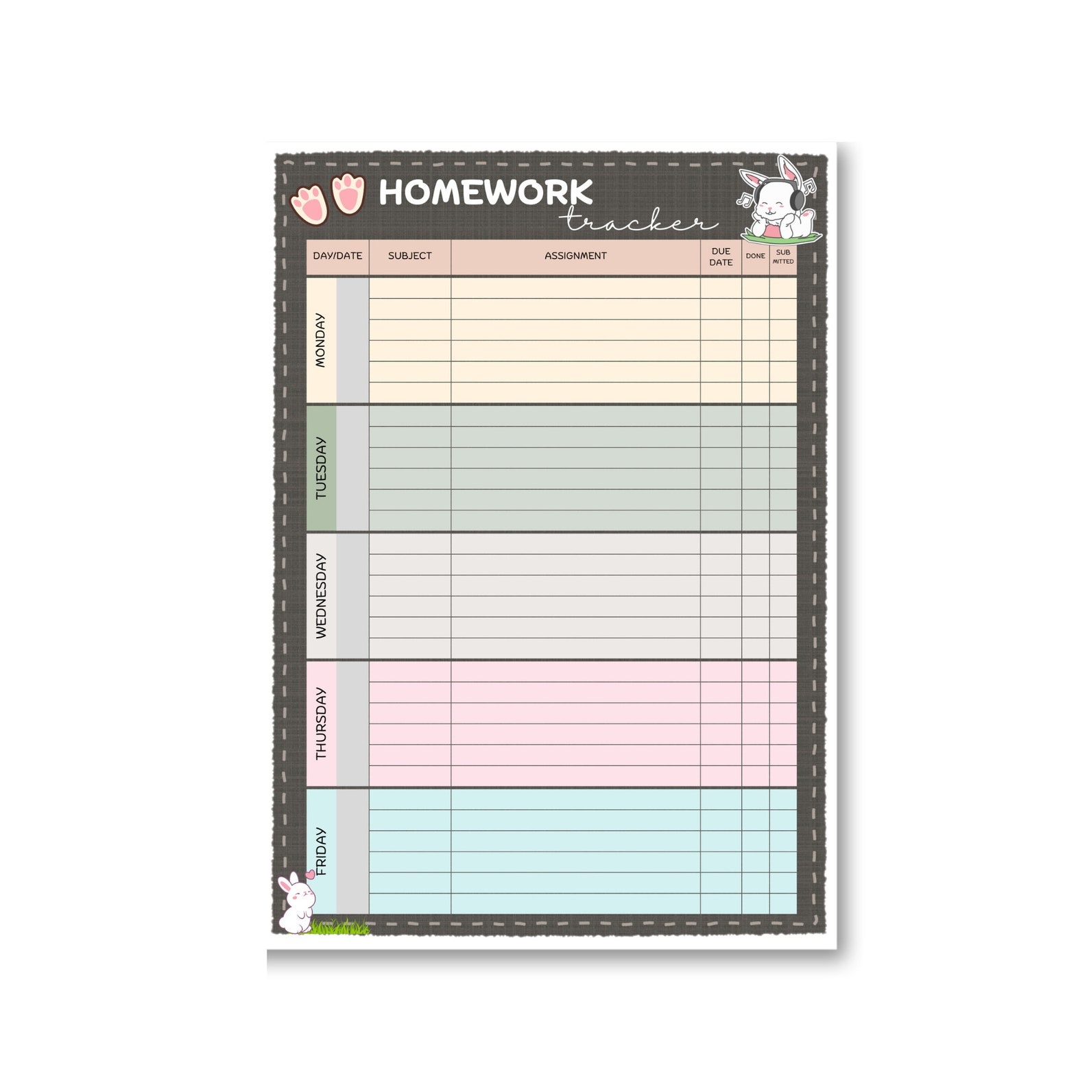 Homework Planner and Tracker. Kawaii Student Planner. - Etsy